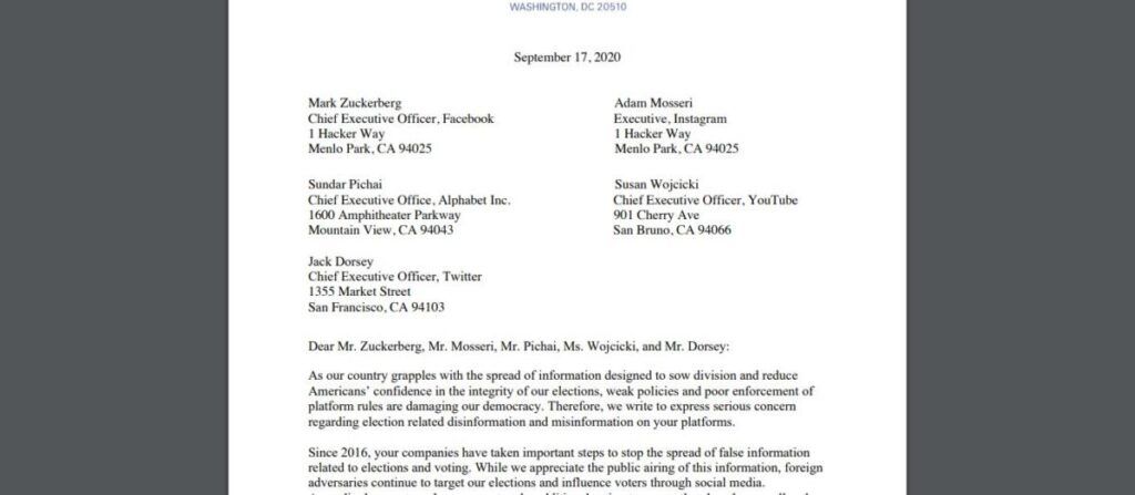 Screenshots: Letter From Democrat Congress Illegally Telling Social ...