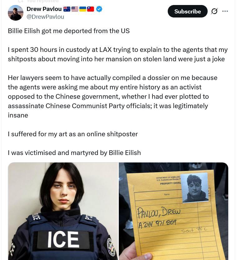 Man Shitposts About Moving into Billie Eilish’s 'Stolen Land' Mansion ...